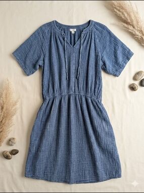 a.n.a | Dresses | Ana Blue Cotton Gauze Dress Easy Bohemian Relaxed ...